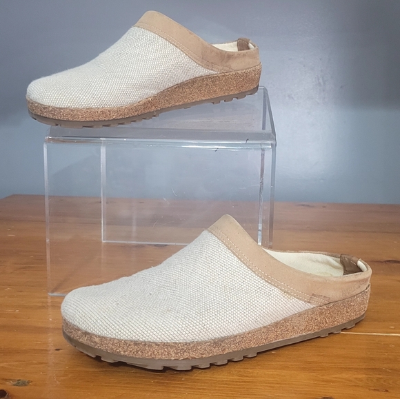 Haflinger | Shoes | Haflinger Light Tan Canvas Slip On Clog Mules Size ...